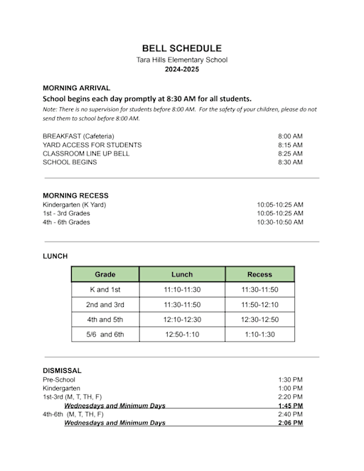 Dana Hills Bell Schedule