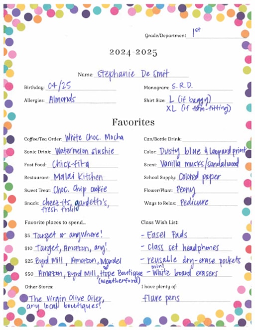 first grade schedule