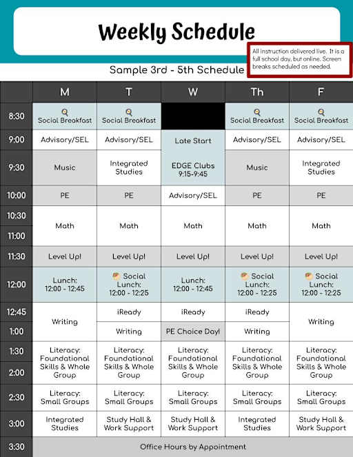 edge elementary school hours
