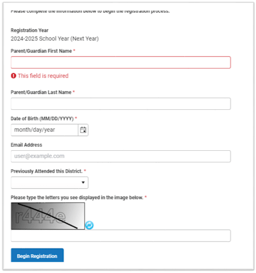 school registration codes
