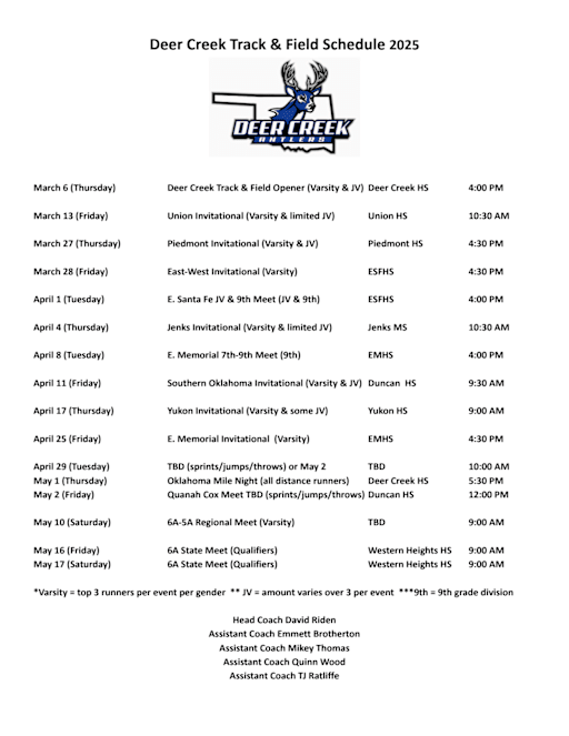 high school track schedule