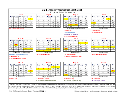 mcc school calendar 2025
