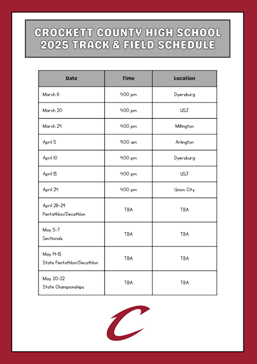 high school track schedule
