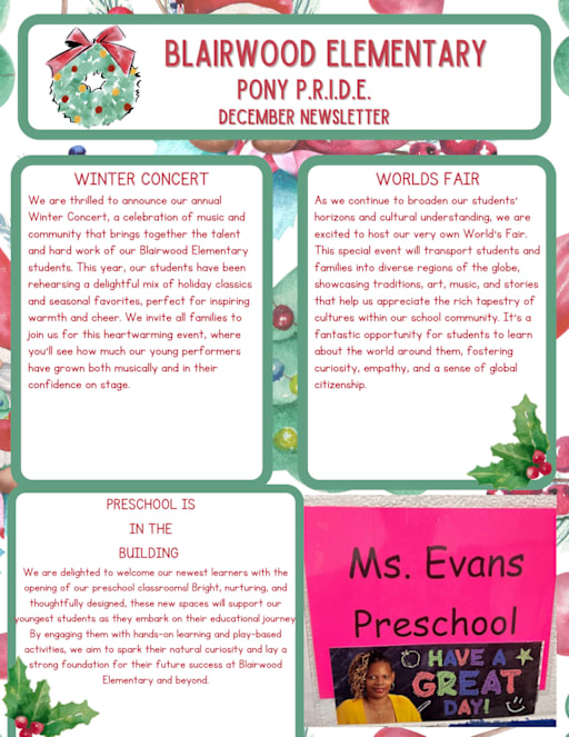 December Preschool Newsletter