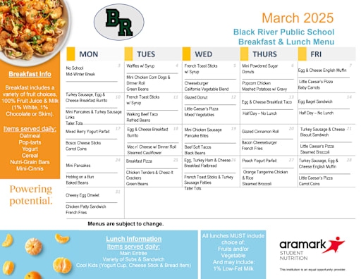 Public School Breakfast Menu