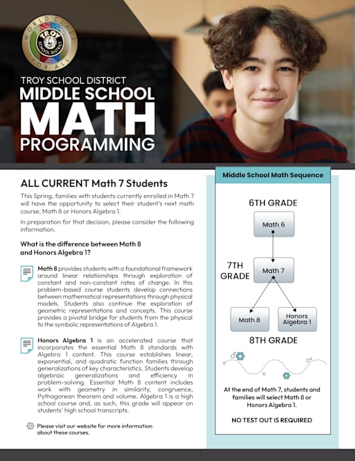 middle school math tests
