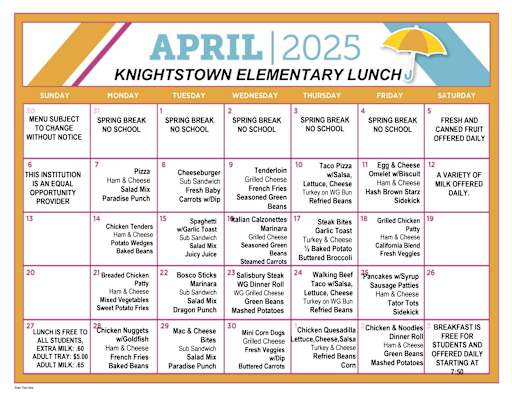 lunch schedule for elementary