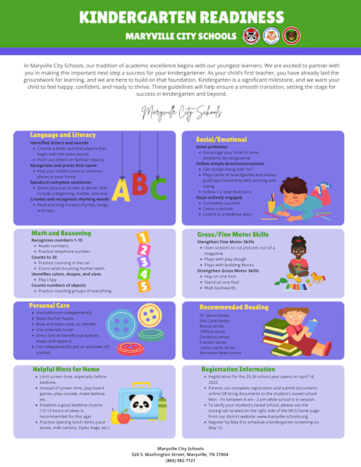 Kindergarten Screening Flyer