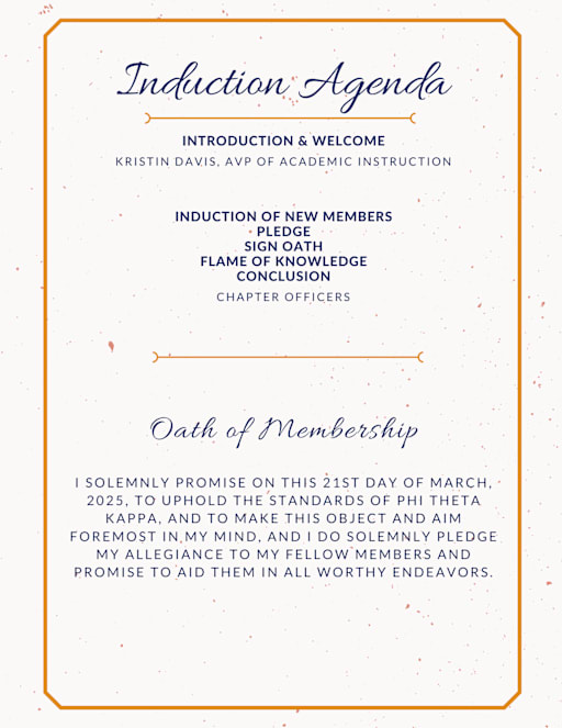 Induction Ceremony Program