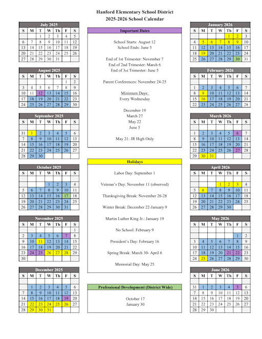 warner elementary school calendar