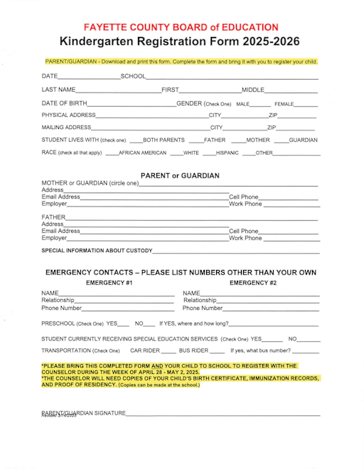 school registration number