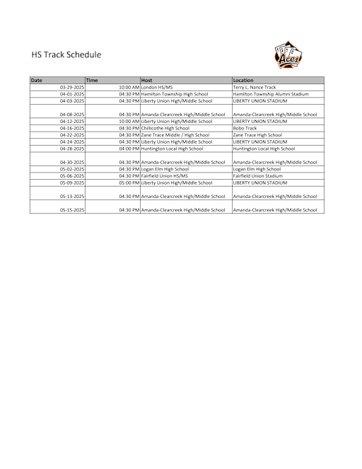 high school track schedule