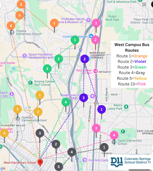 Colorado Springs Bus Routes Map