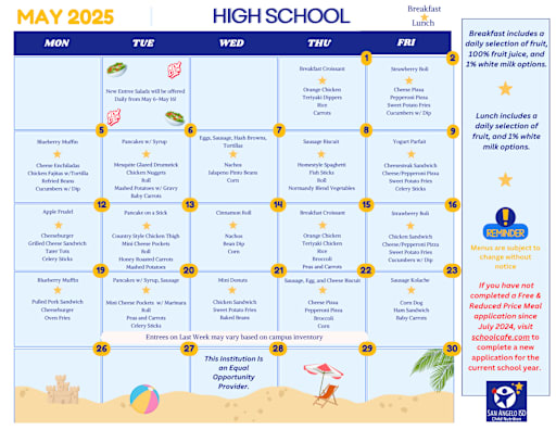 Bfast High School Menus