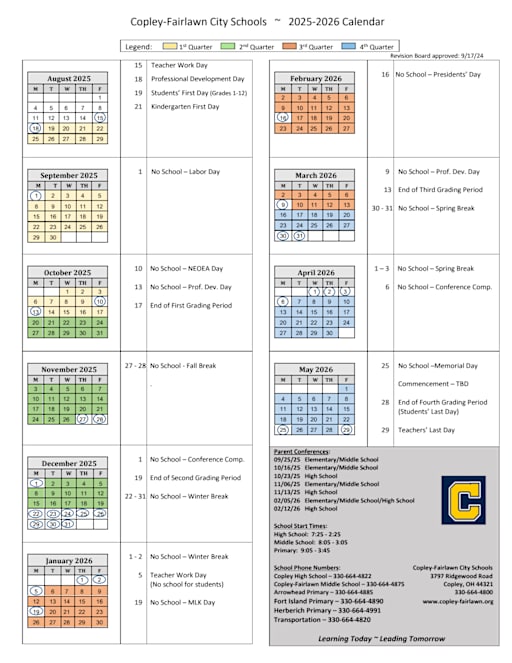cops school calendar