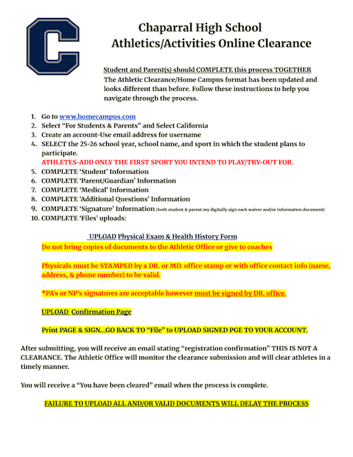 clearance instructions