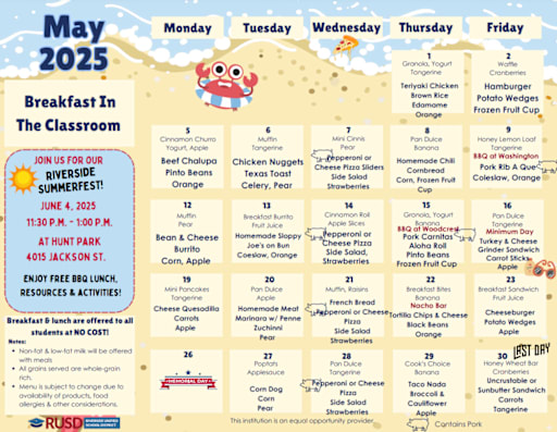 lunch schedule for elementary