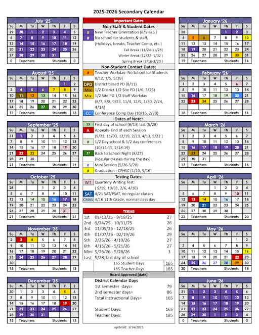 brentwood high school term dates