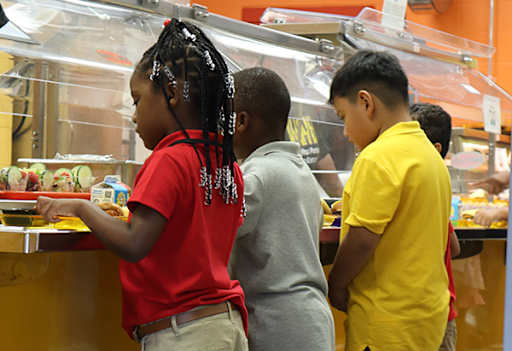 elementary cafeteria line
