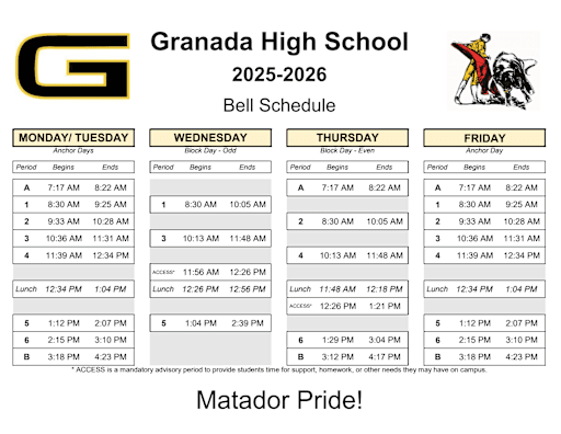 school bell timing format