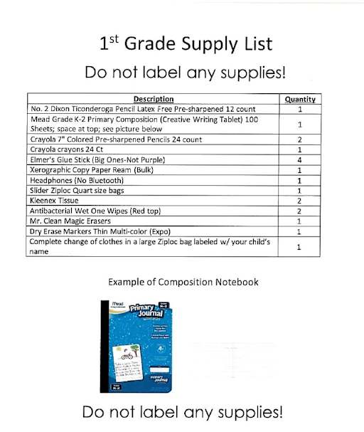 school supplies description