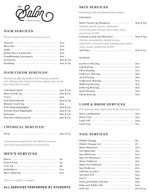 salon services
