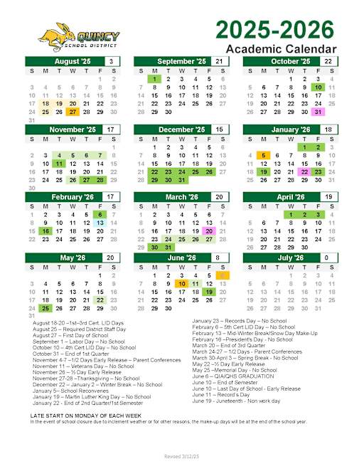 academic calendar