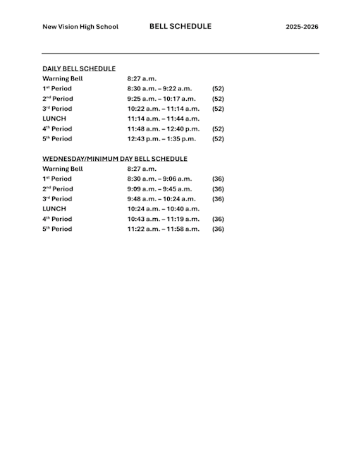 Teaching Schedule