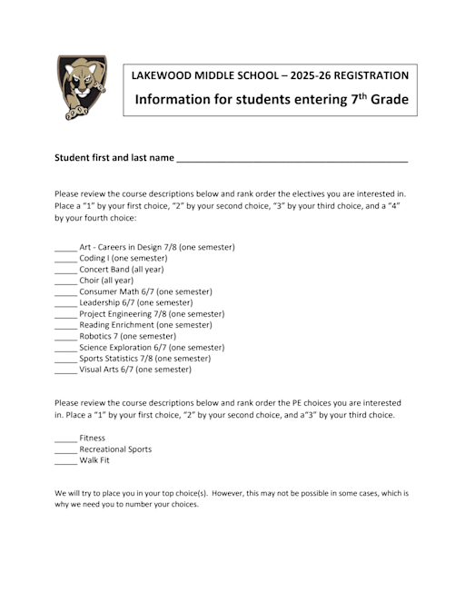 school registration list