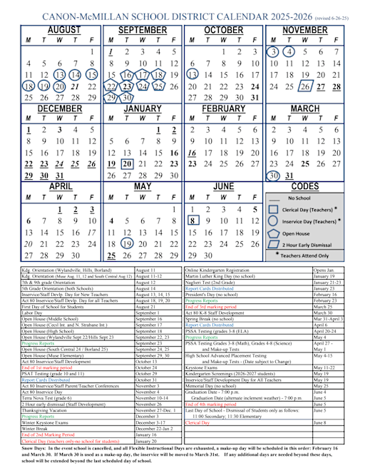 mcc school calendar 2025