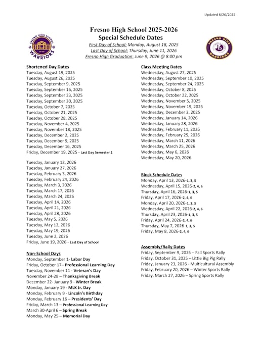 high school session dates