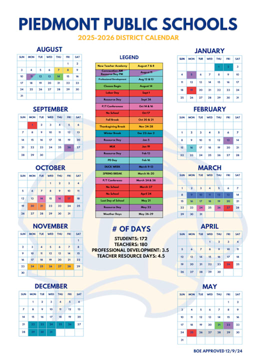 oratory prep calendar