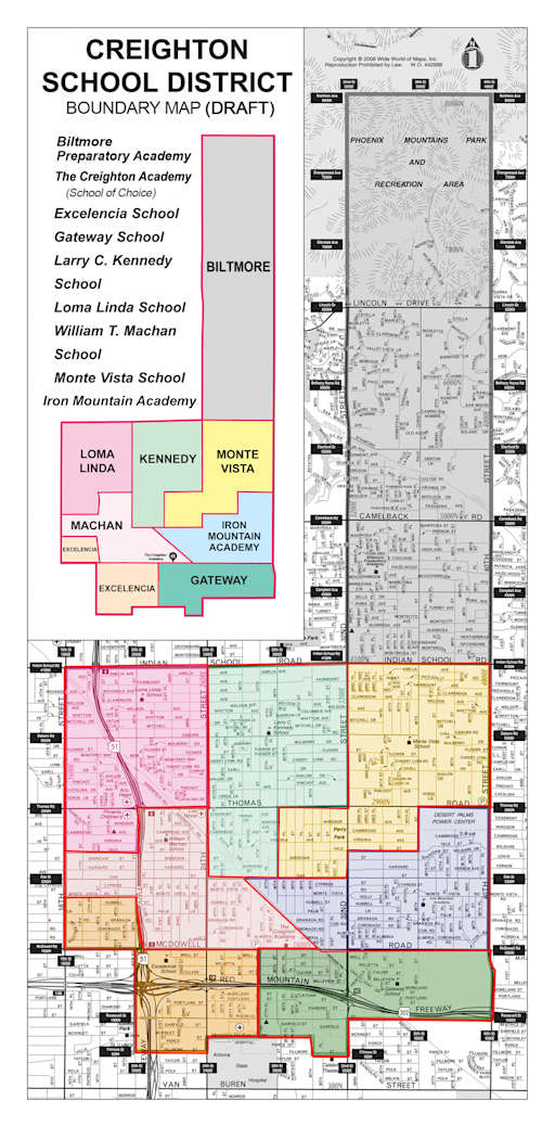 Map Of District Schools And Their Boundaries Phoenix Arizona School