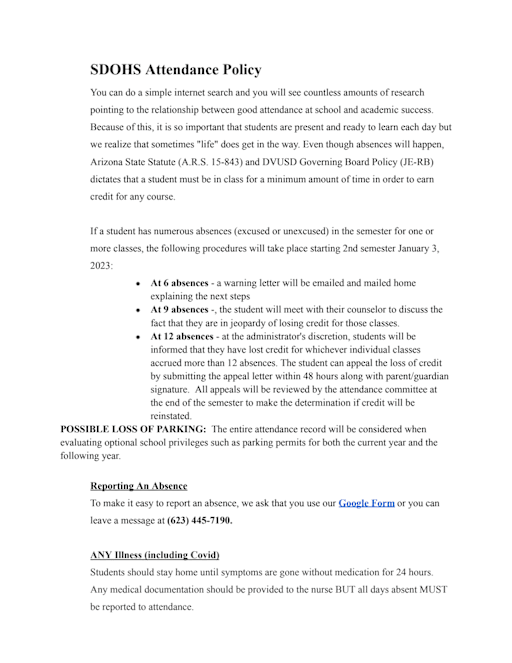 absent student report