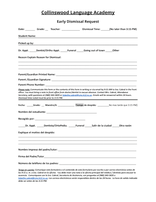 early finish request