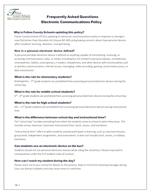 personal electronics policy