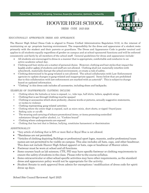 high school code list