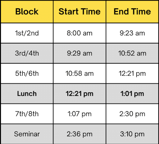school bell timing format