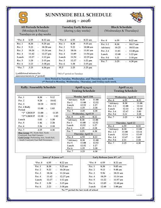 arnold high school schedule