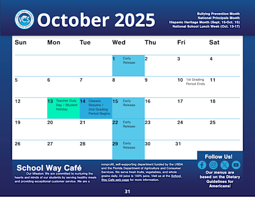 school holidays information