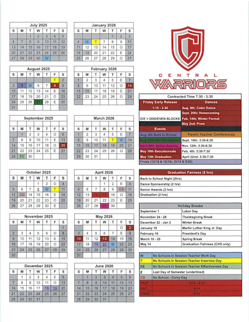 high school schedule