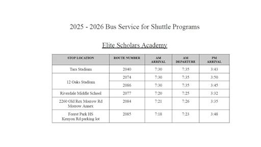 shuttle service schedule