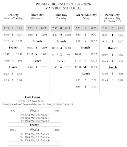 high school school timetable