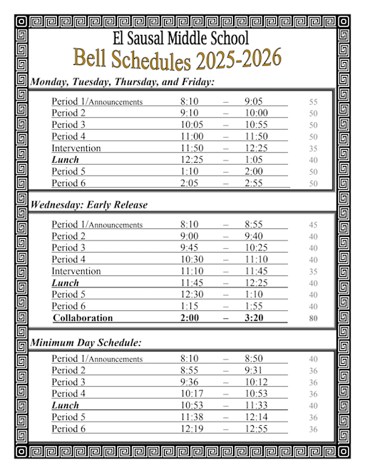el sol schedule