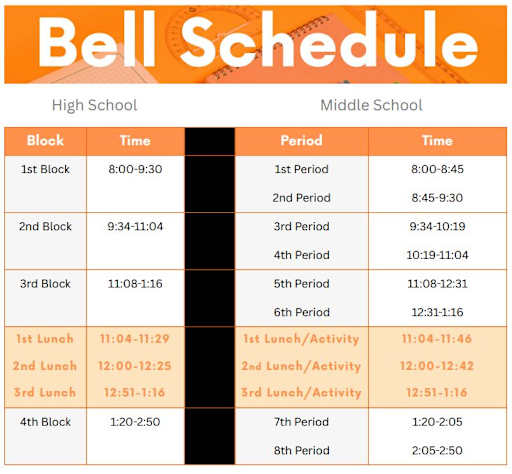 school bell timing format