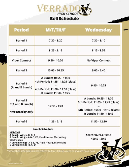 arnold high school schedule