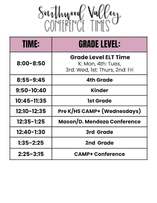 south elementary schedule