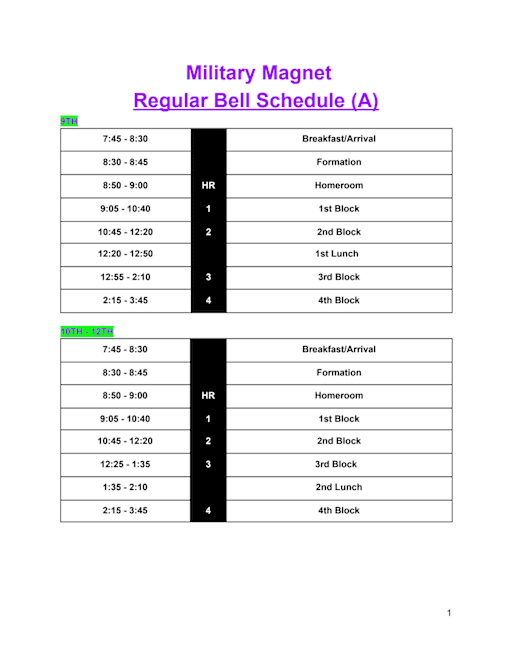 marshall bell schedule