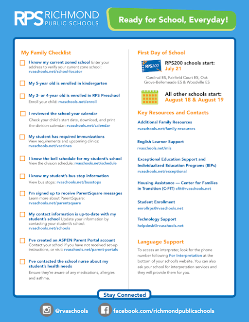 school resource checklist