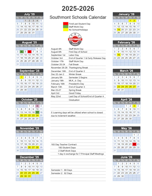 south elementary schedule